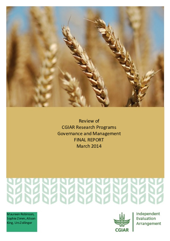 Review of CGIAR Research Programs Governance and Management | King ...